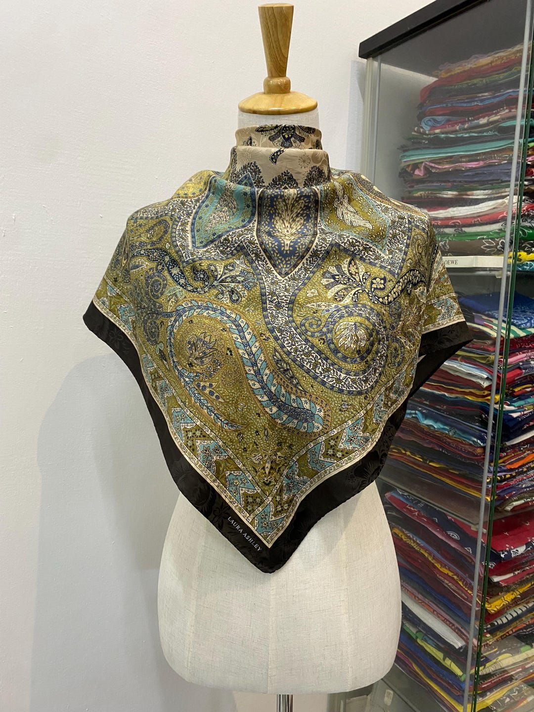 Vintage Laura Ashley Silk Scarf, Twill Silk Scarf, Vintage Silk Muffler ...