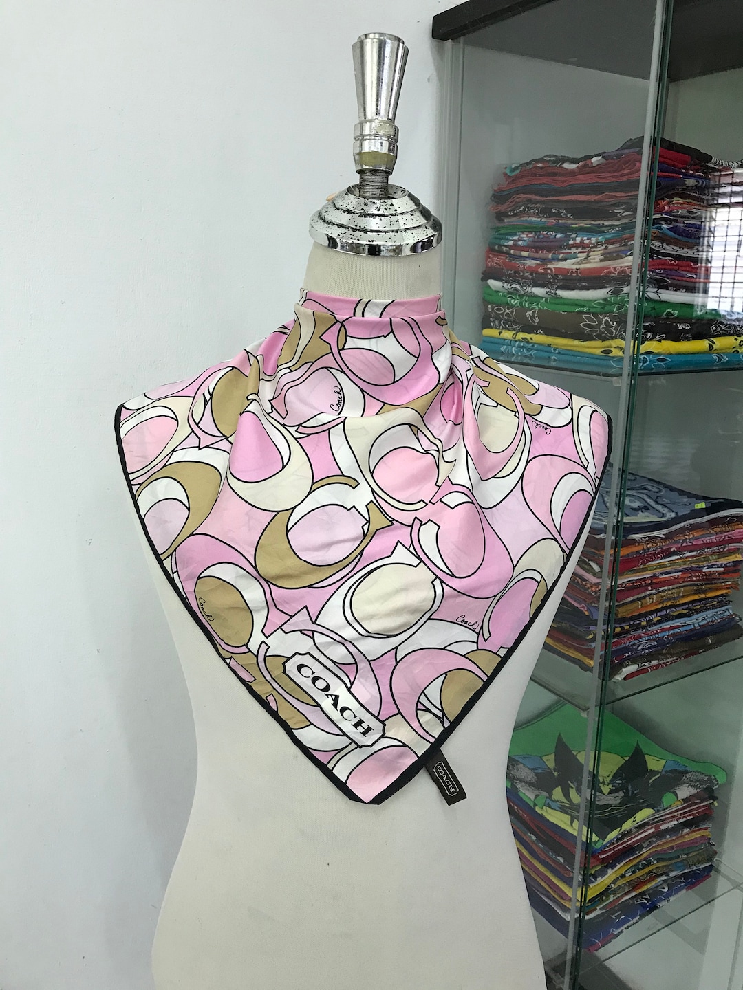 Vintage Coach Silk Scarf, Coach Neckerchief, Vintage Coach Neck Scarf ...