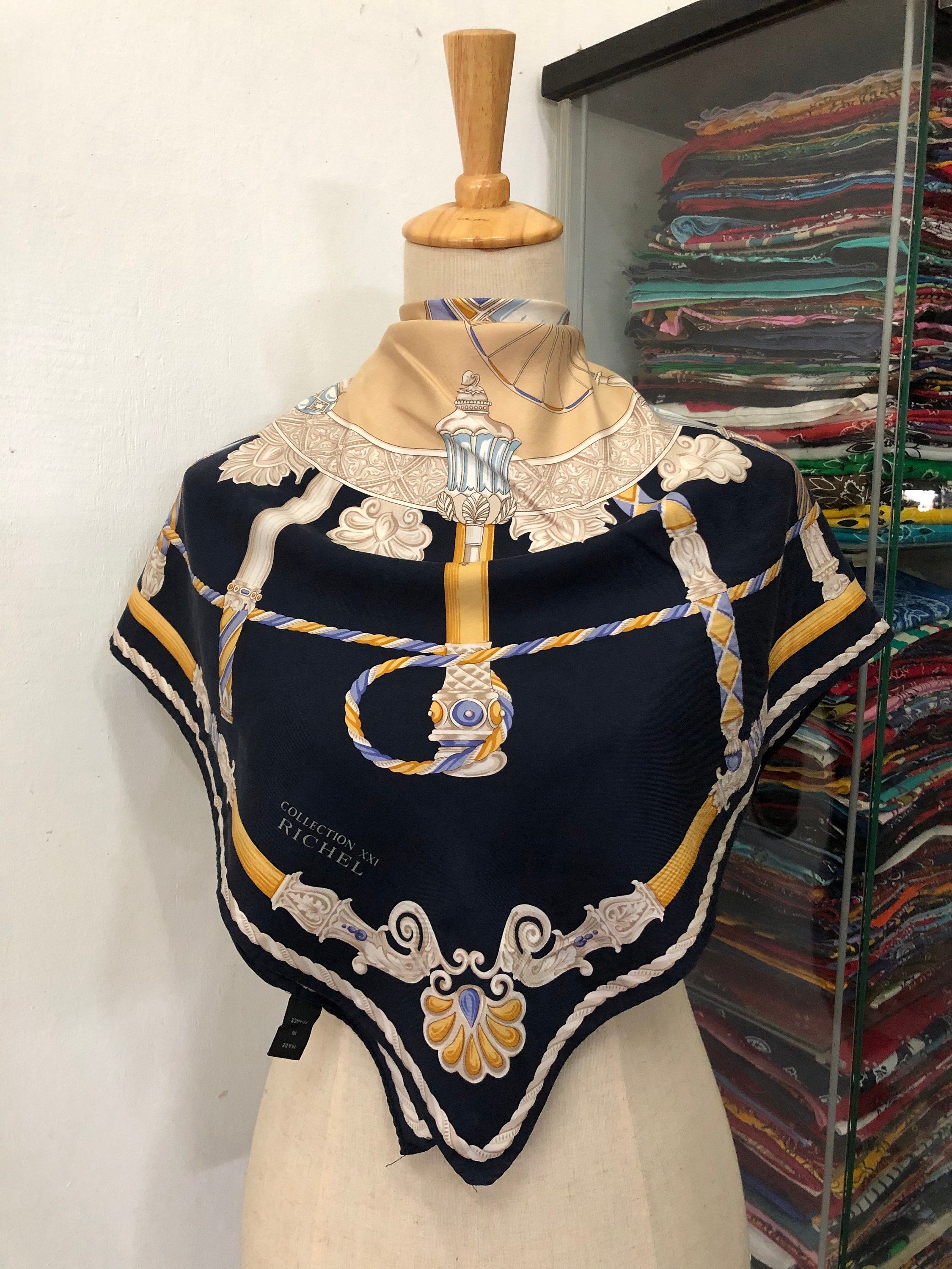 Vintage Richel Silk Scarf, Twill Silk Scarf, Vintage Silk Muffler ...