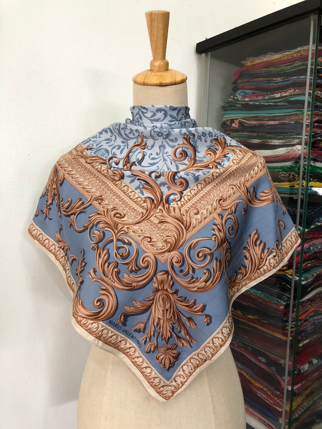 Vintage Mario Valentino Scarf, Twill Silk Scarf, Vintage Silk Muffler ...