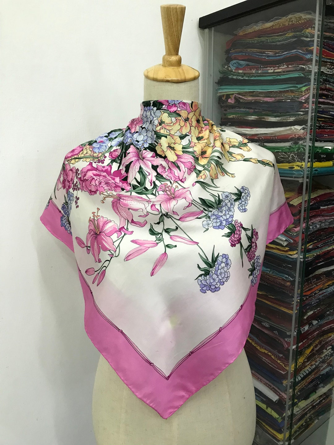 Vintage Silk Scarf, Vintage Silk Neck Scarf, Vintage 80s Silk Muffler ...