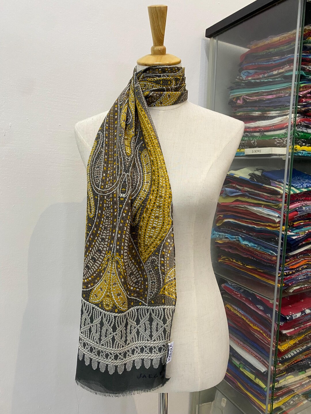 Vintage Jaeger Silk Scarf Stole Neckerchief Neckwear Muffler Ribbon ...