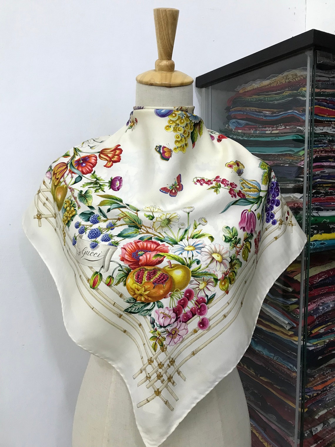 Vintage Gucci Silk Scarf Gucci Silk Muffler Gucci Neck Scarf | Etsy