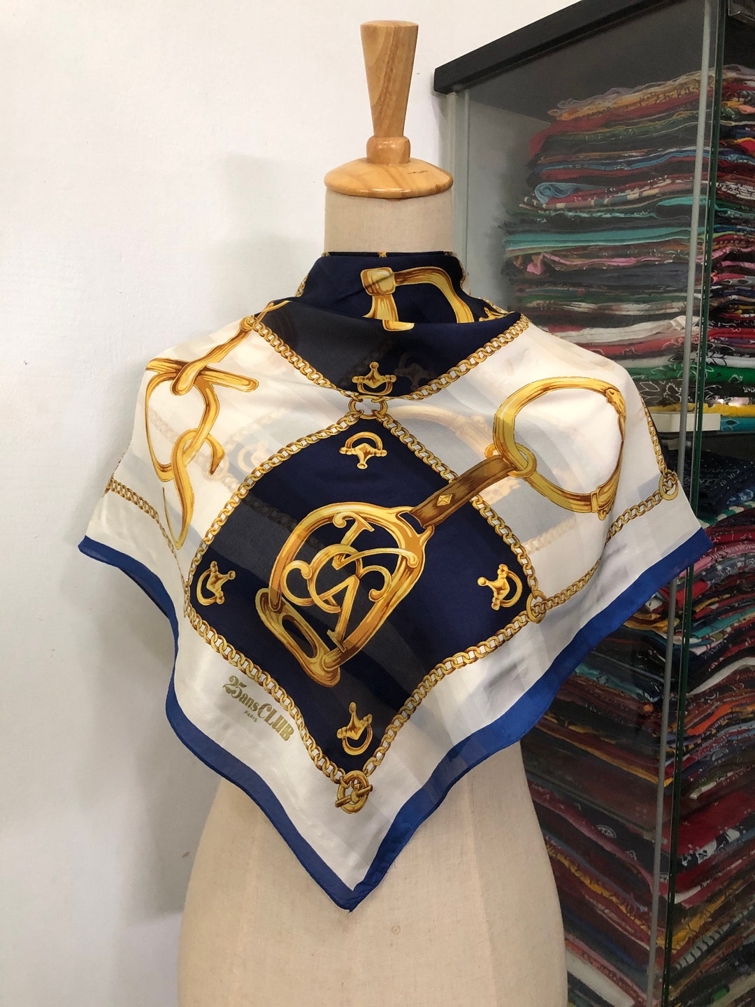 Vintage 25ans Club Paris Silk Scarf, Vintage Silk Muffler, Vintage Neck ...