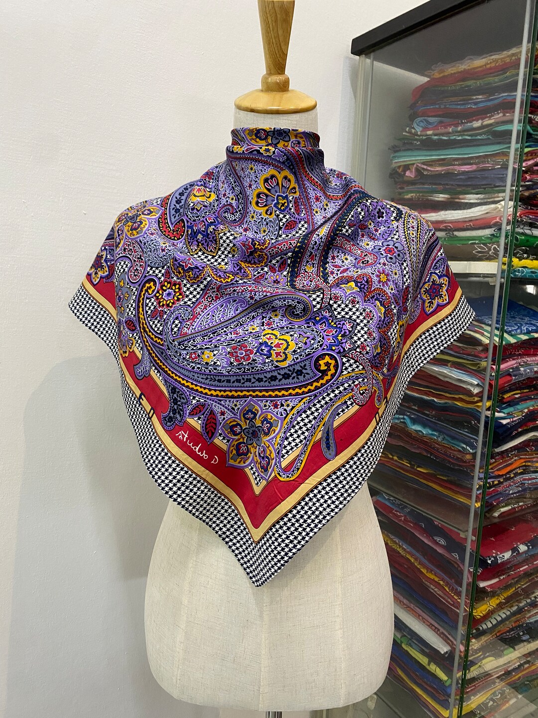 Vintage Silk Scarf, Twill Silk Scarf, Vintage Silk Muffler, Vintage ...