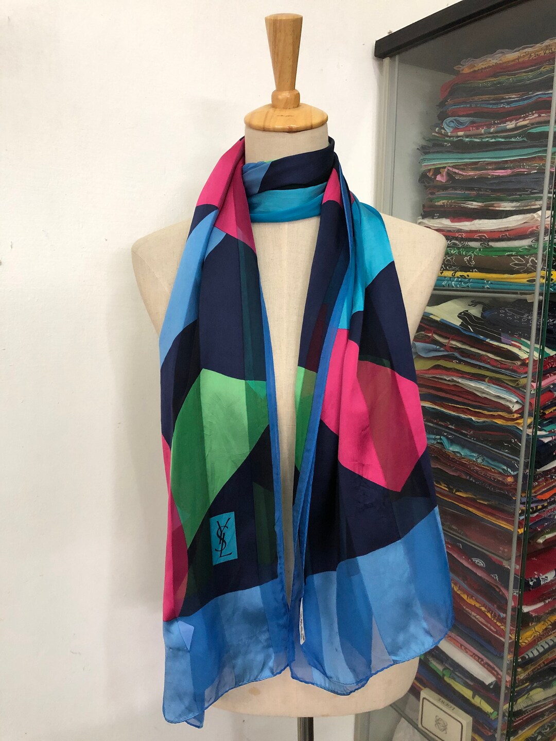 Vintage Yves Saint Laurent Silk Scarf Yves Saint Laurent Silk Muffler ...