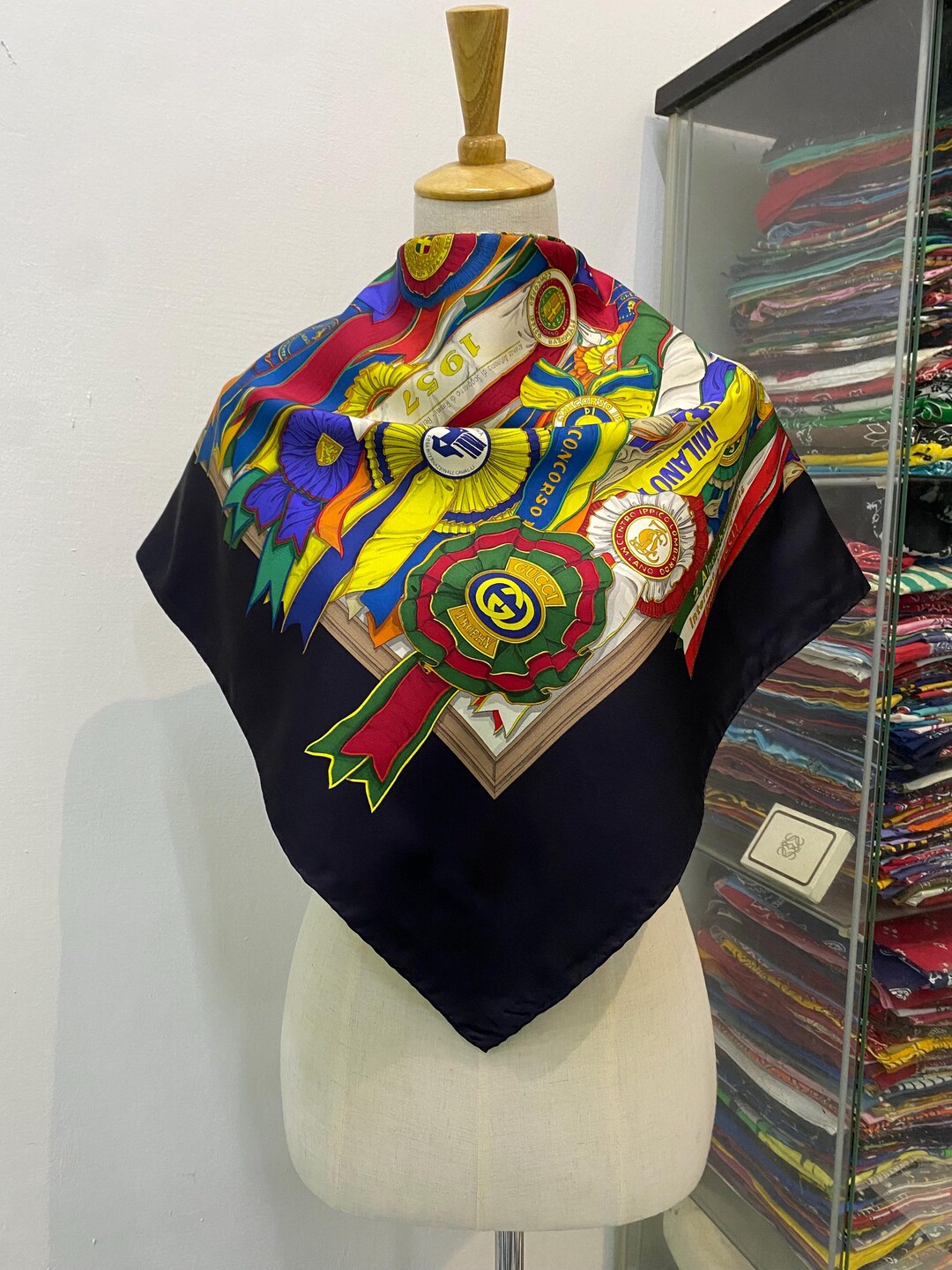 Vintage Gucci Silk Scarf Gucci Silk Muffler Gucci Neck Scarf Gucci ...