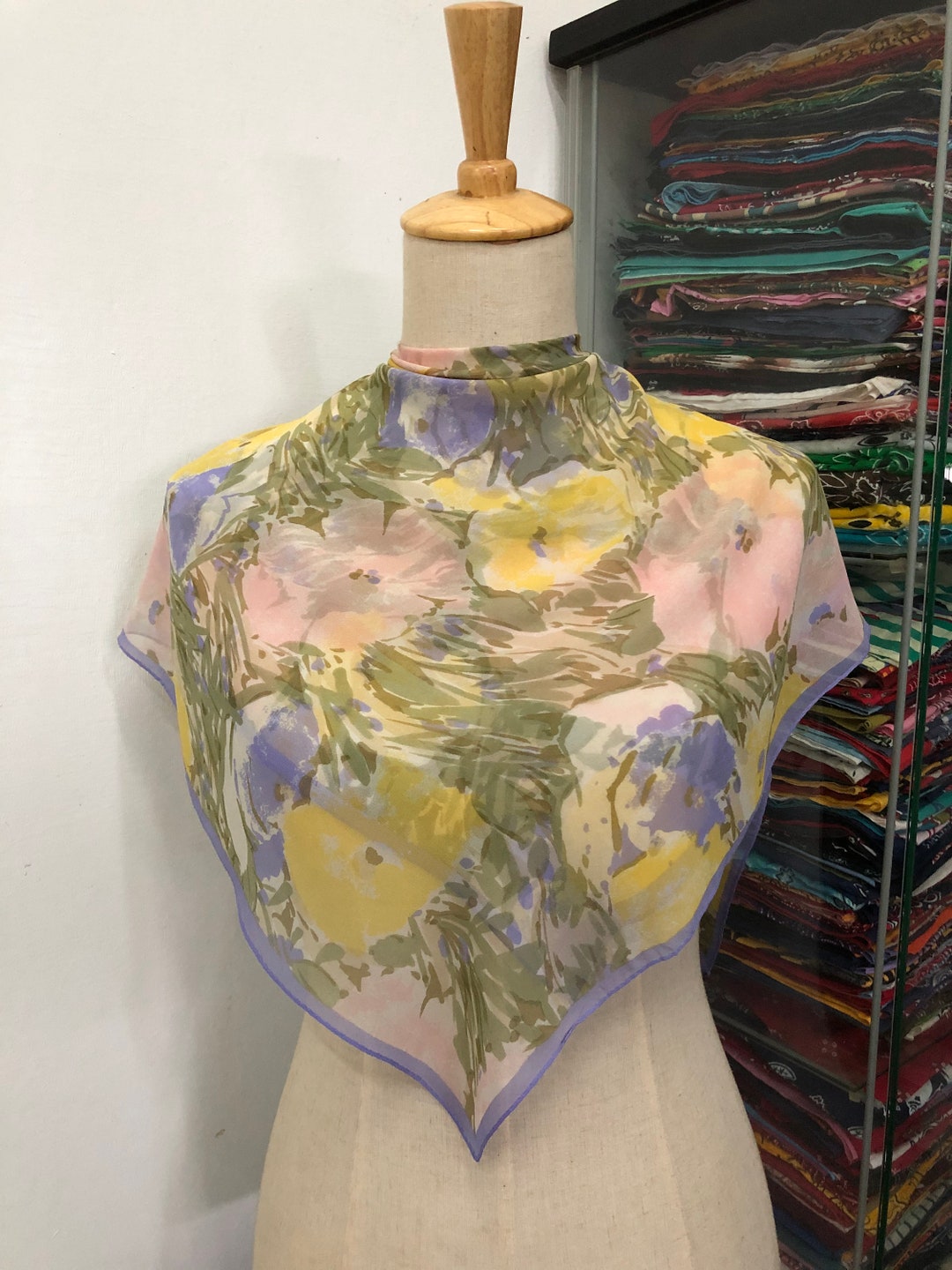 Vintage Silk Scarf, Twill Silk Scarf, Vintage Silk Muffler, Vintage ...