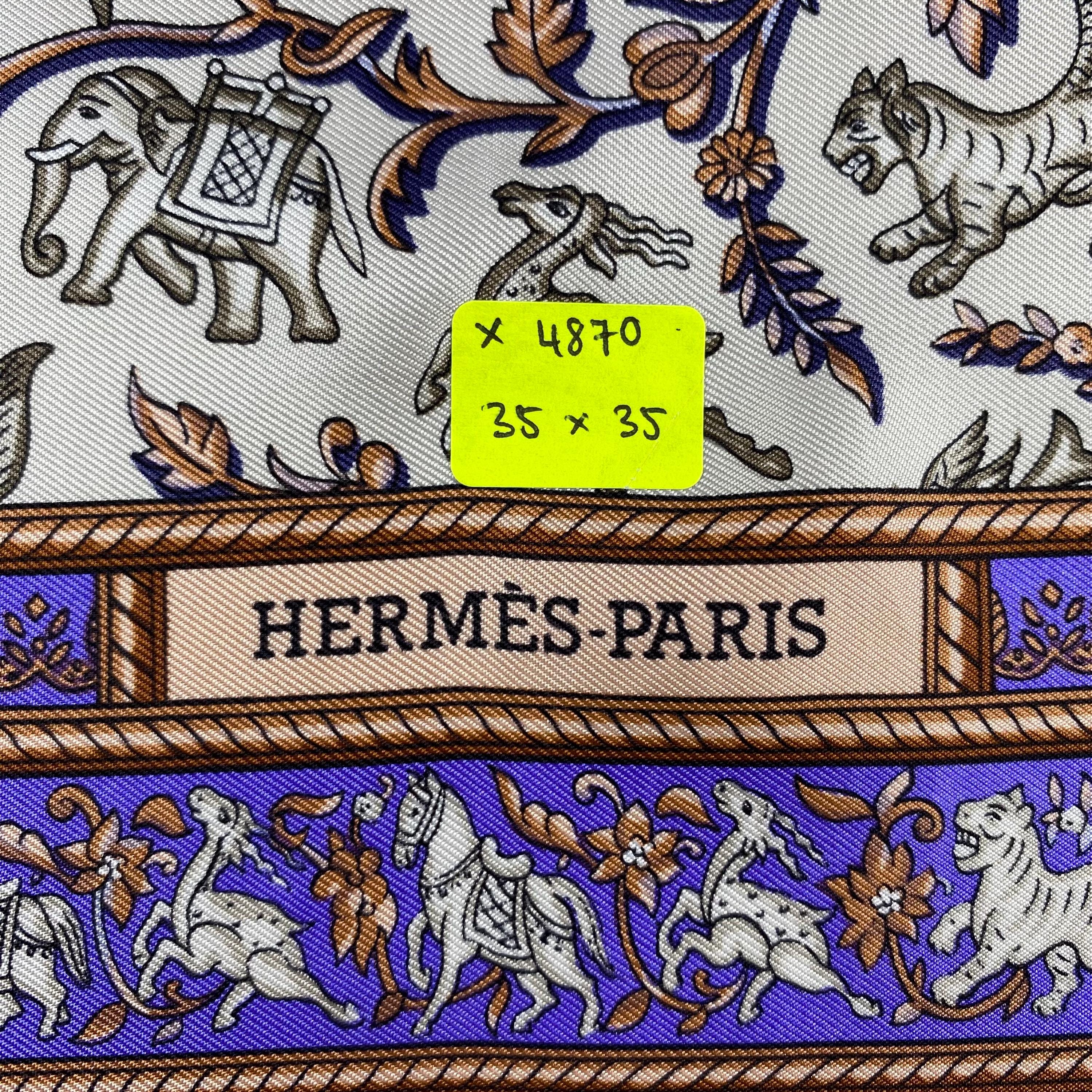 Vintage Hermes Chasse En Inde Silk Scarf Hermes 34x34 Hermes Silk Scarf ...