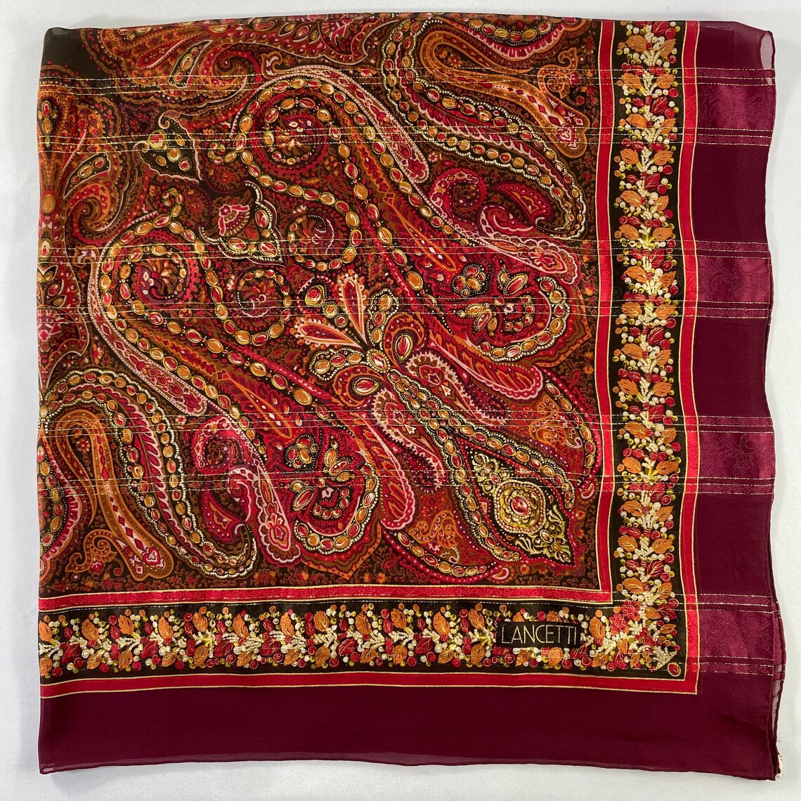 Vintage Lancetti Scarf, Twill Silk Scarf, Vintage Silk Muffler, Vintage ...