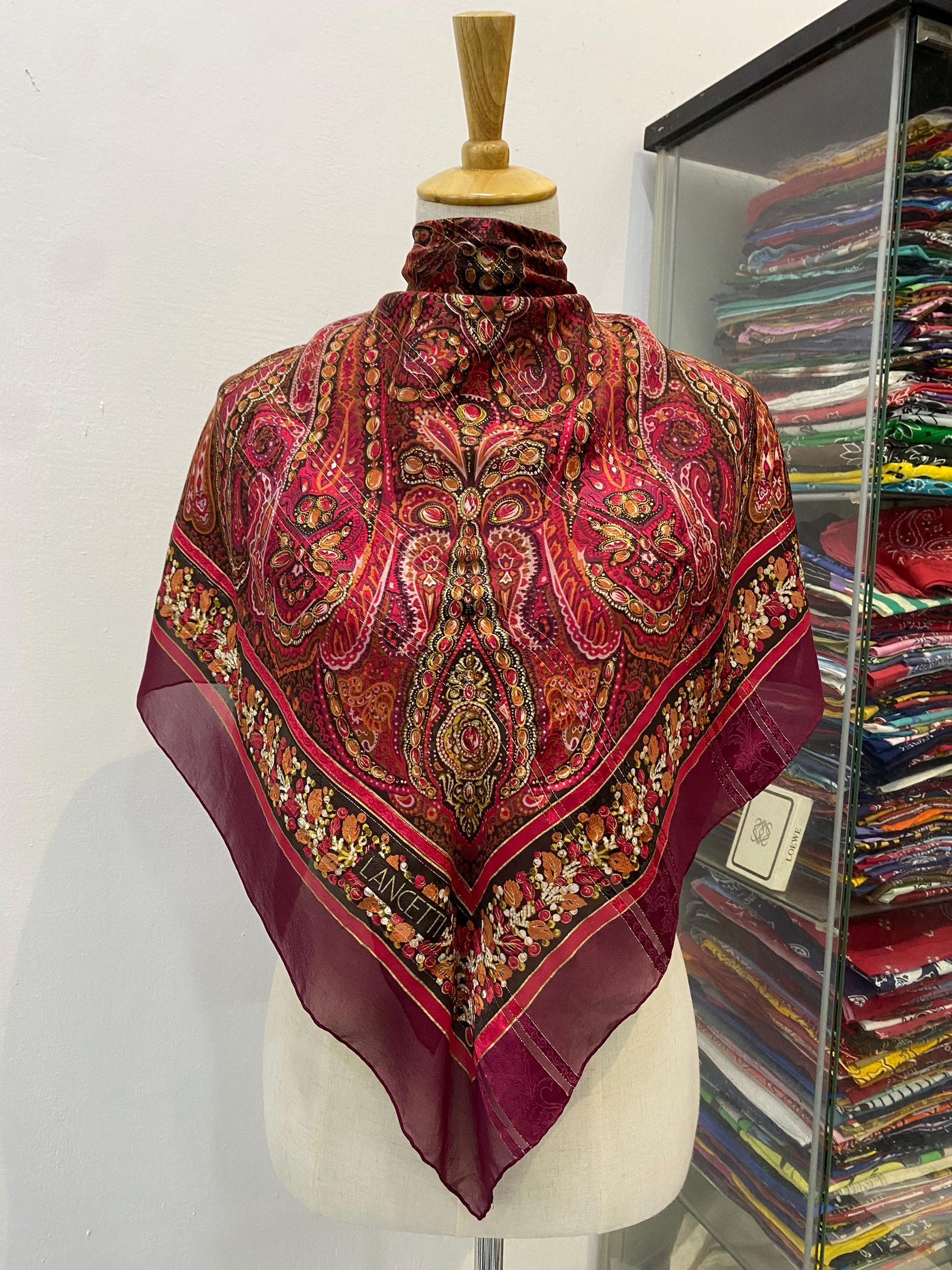 Vintage Lancetti Scarf, Twill Silk Scarf, Vintage Silk Muffler, Vintage ...