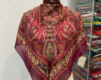 Vintage Lancetti Scarf, Twill Silk Scarf, Vintage Silk Muffler, Vintage ...