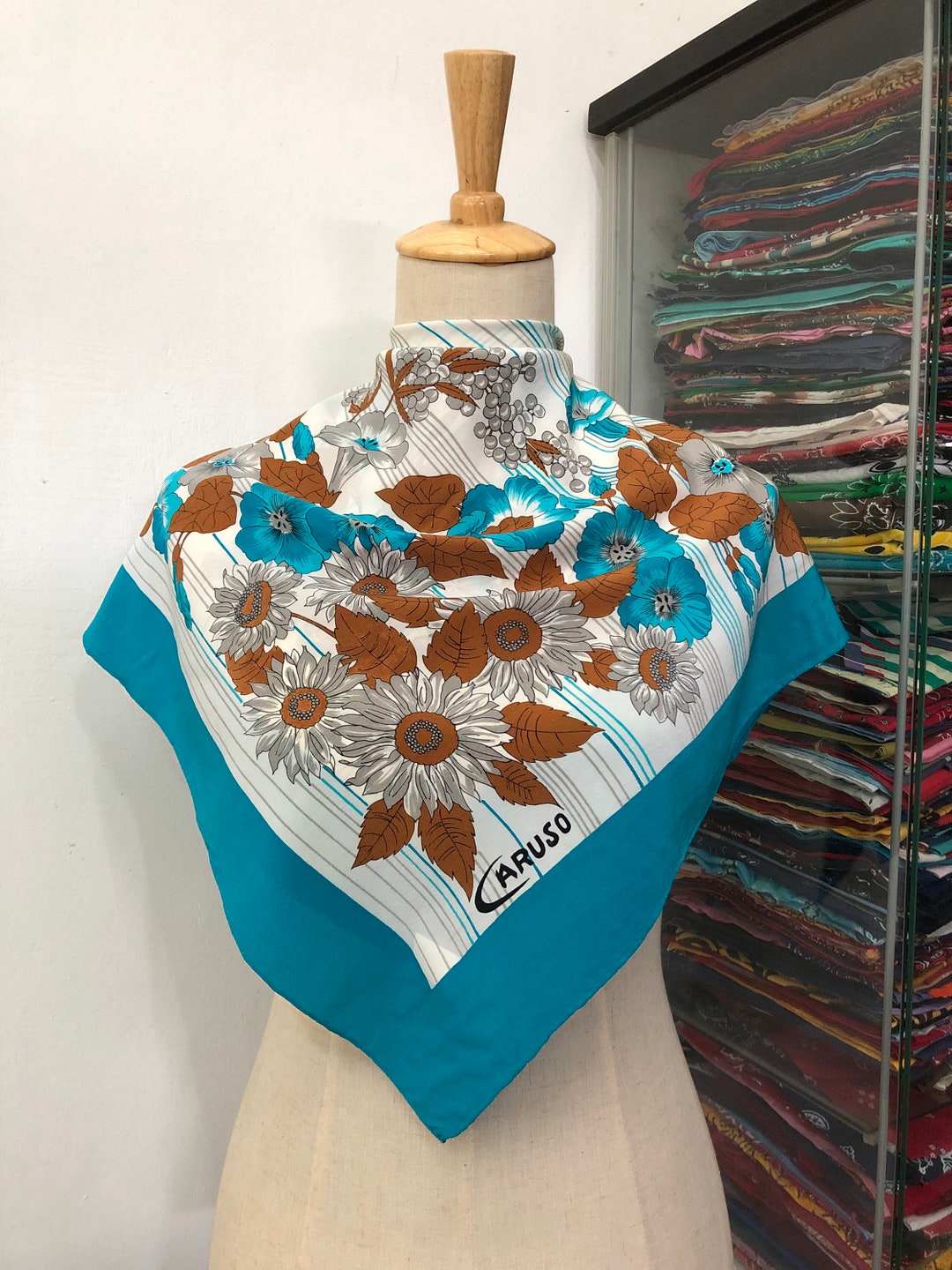 Vintage Caruso Silk Scarf, Twill Silk Scarf, Vintage Silk Muffler ...