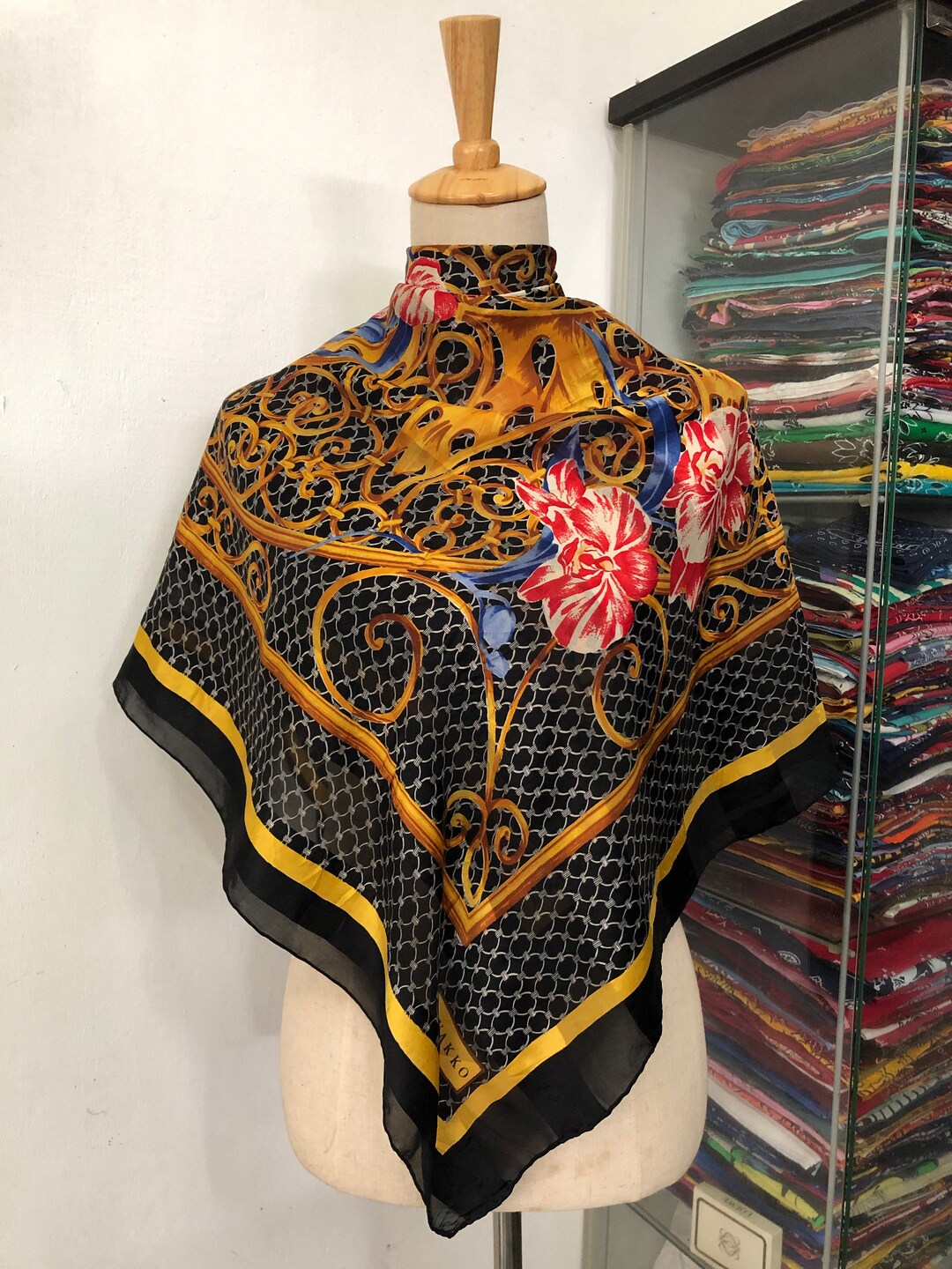 Vintage Vakko Silk Scarf, Twill Silk Scarf, Vintage Silk Muffler ...