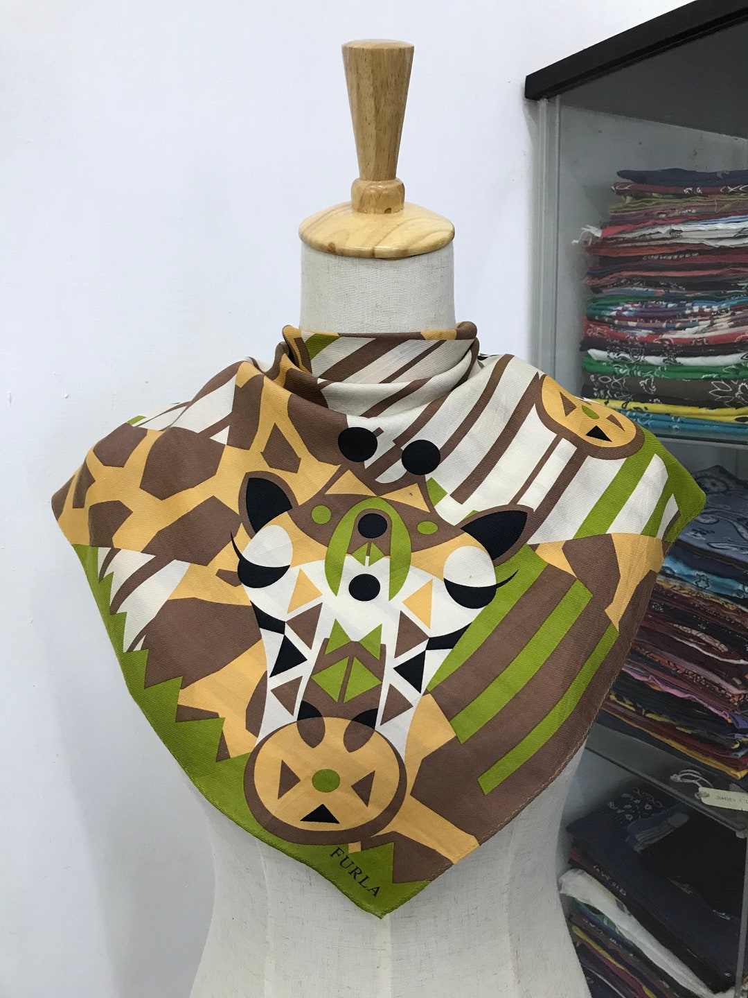 Vintage Furla Silk Scarf, Furla Square Silk Scarf, Vintage Furla Silky ...