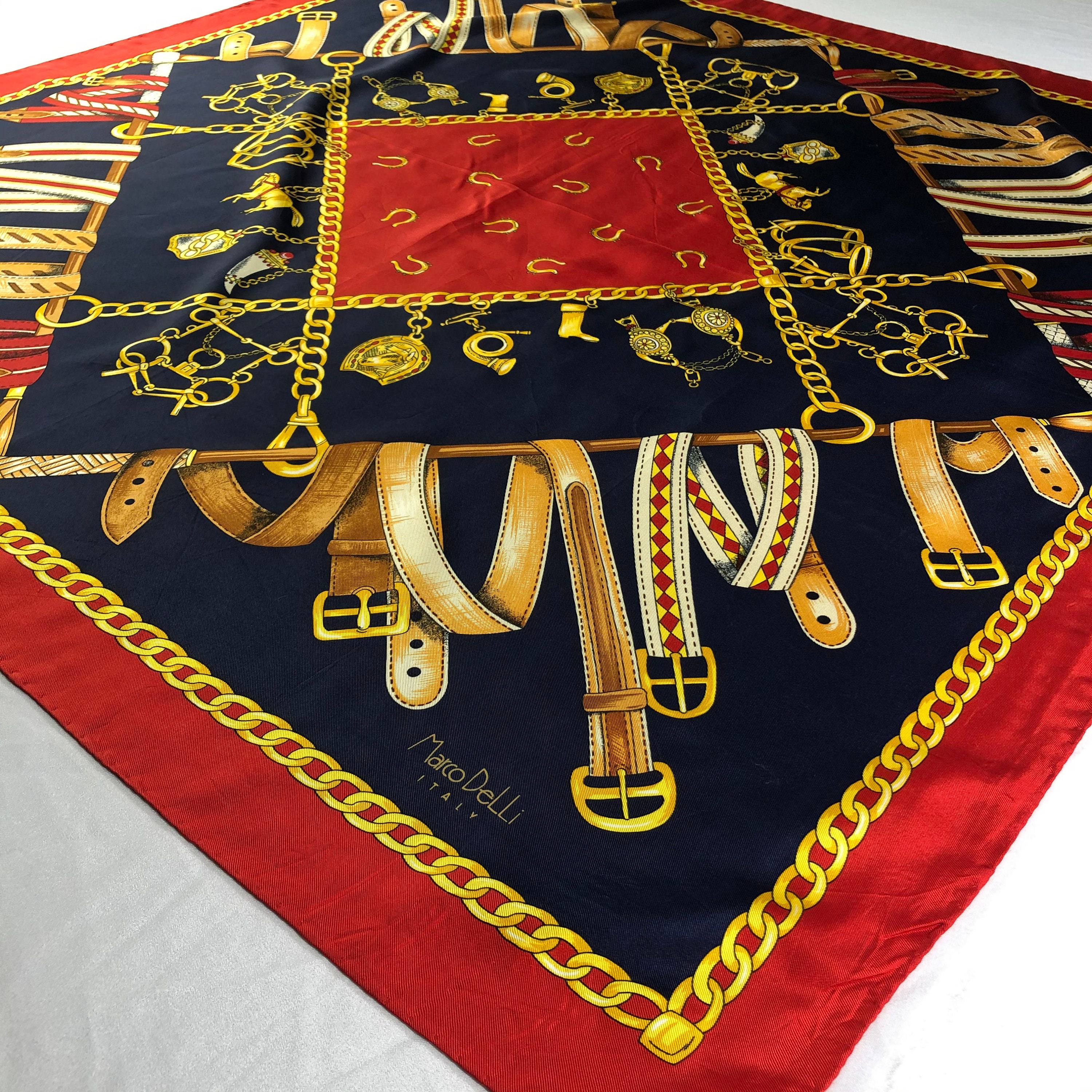 Vintage Marco Delli Italy Silk Scarf, Twill Silk Scarf, Vintage Neck ...