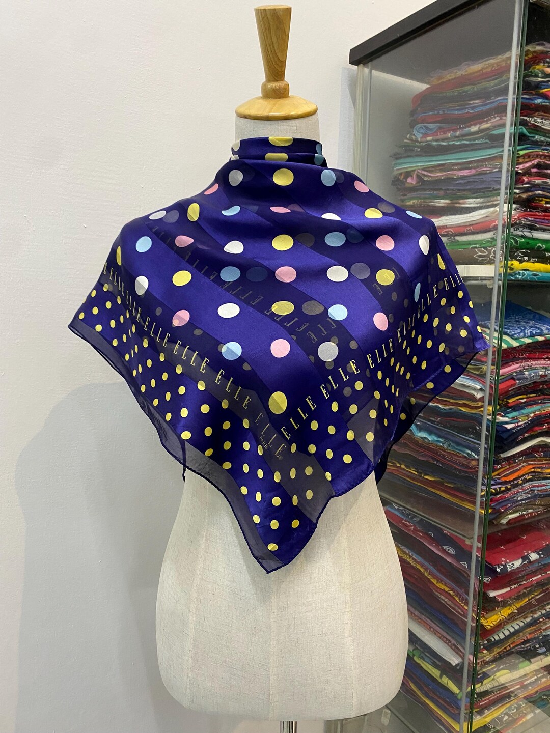 Vintage Elle Paris Silk Scarf, Twill Silk Scarf, Vintage Silk Muffler ...