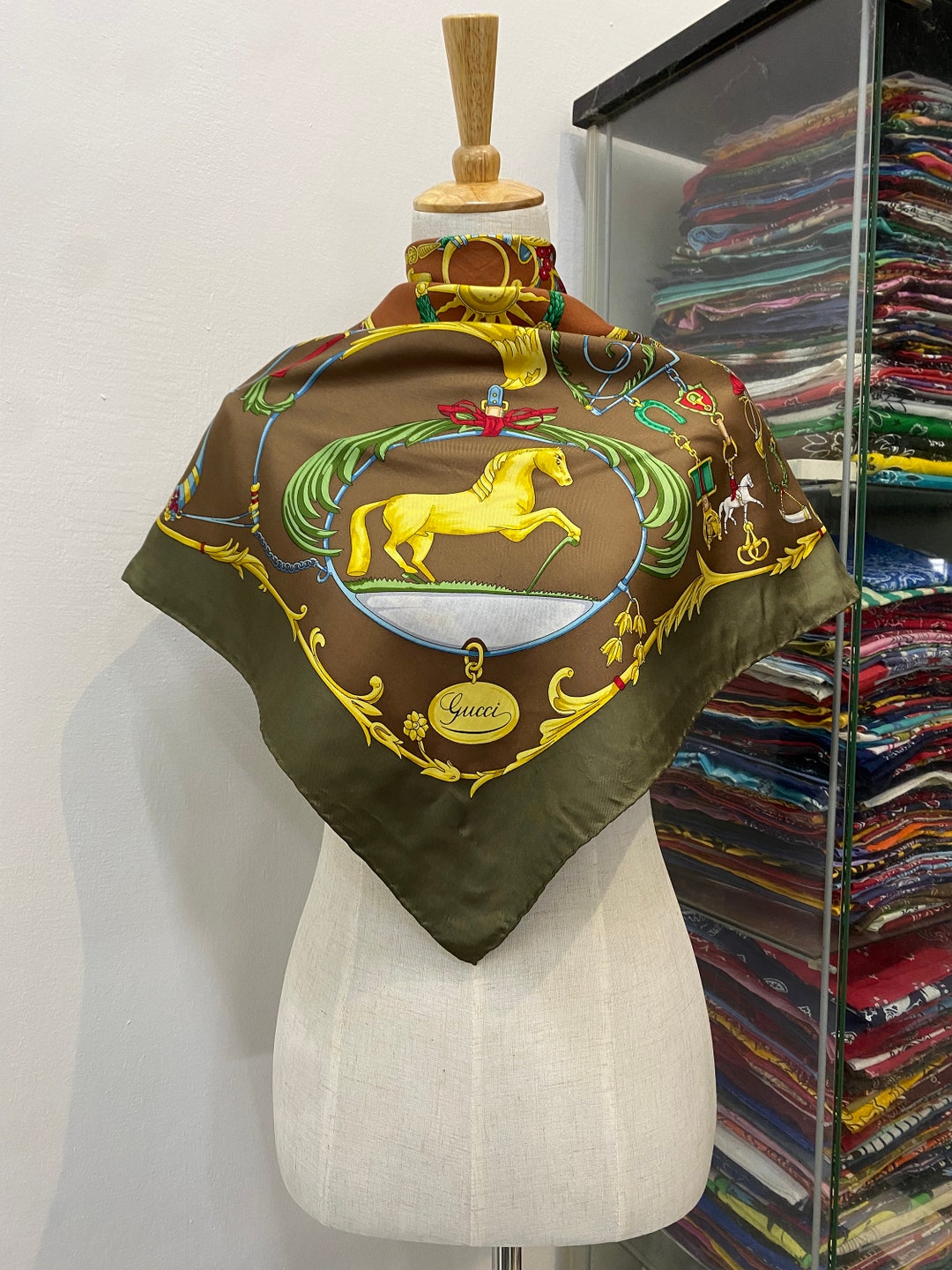 Vintage Gucci Silk Scarf Gucci Silk Muffler Gucci Neck Scarf Gucci ...