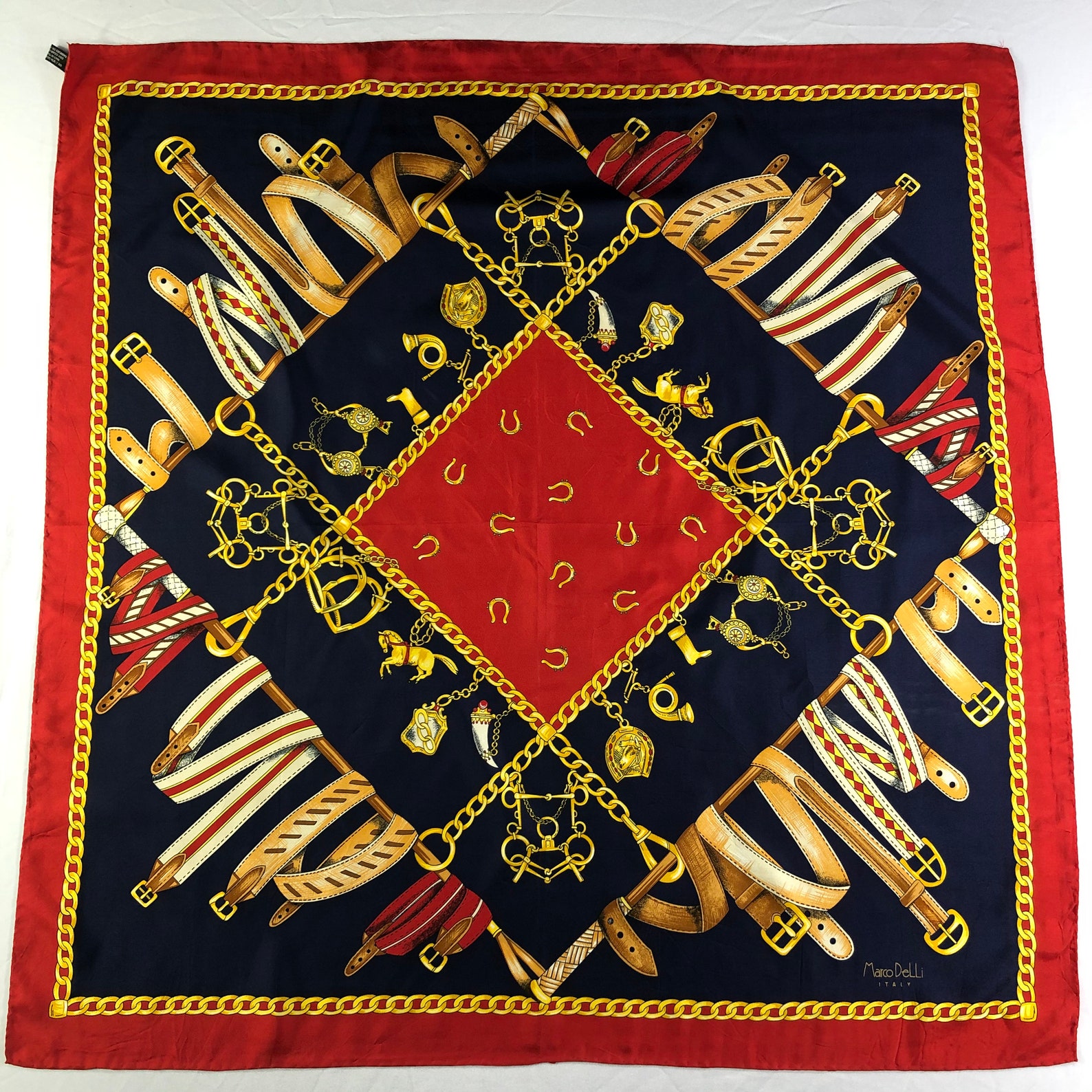 Vintage Marco Delli Italy Silk Scarf, Twill Silk Scarf, Vintage Neck ...