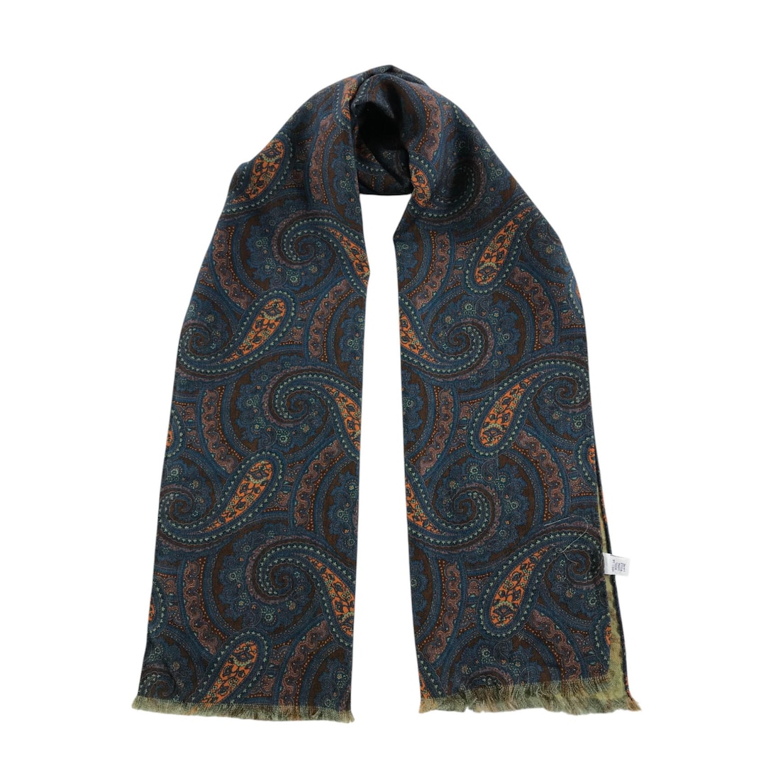 Vintage Paisley Scarf Muffler Wool Muffler Vintage Multicolor Scarf ...