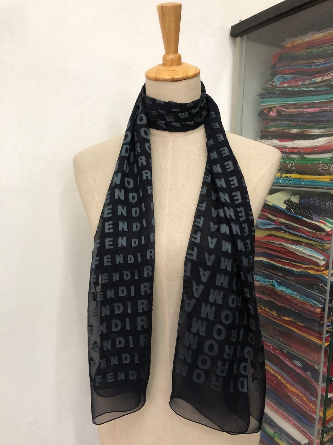 Vintage Fendi Silk Scarf, Fendi Silk Muffler, Vintage Fendi Silk ...