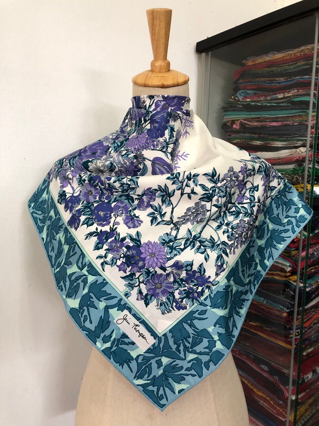 Vintage Jim Thompson Silk Scarf Neckerchief Neckwear Muffler Ribbon ...