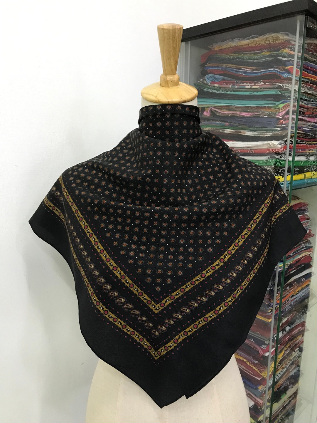 Vintage Silk Scarf , Vintage Silk Muffler , Vintage Neck Scarf ...