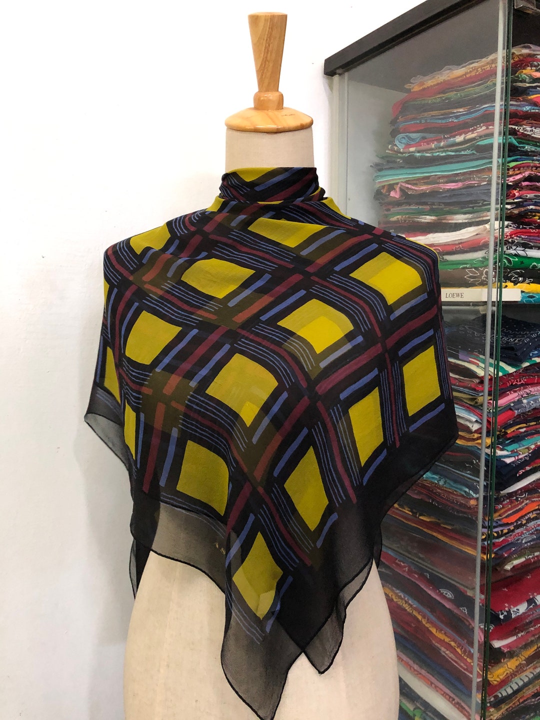 Vintage Assemble Silk Scarf, Vintage Silk Muffler, Vintage Neck Scarf ...