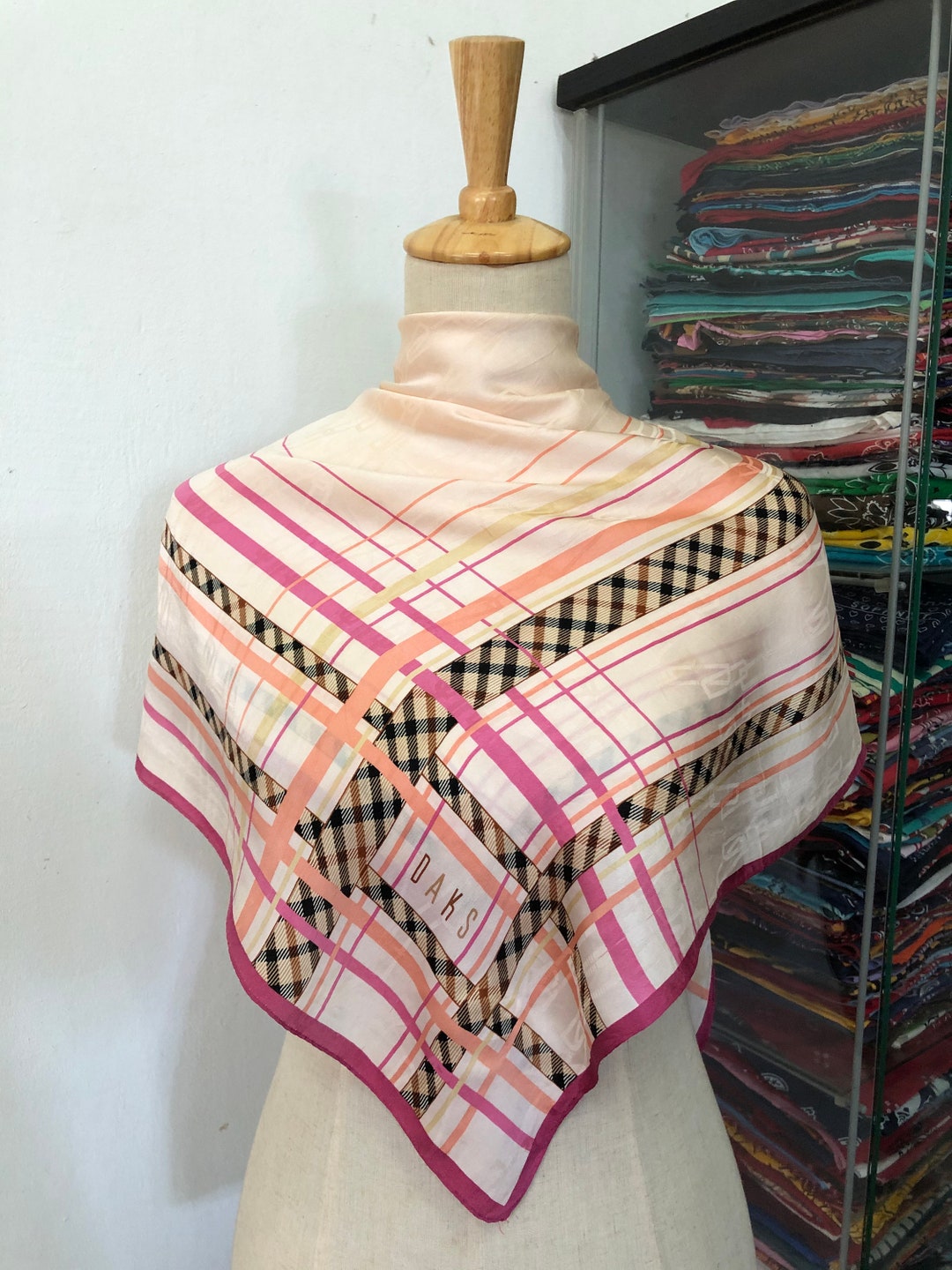Vintage Daks Silk Scarf, Twill Silk Scarf, Vintage Silk Muffler ...