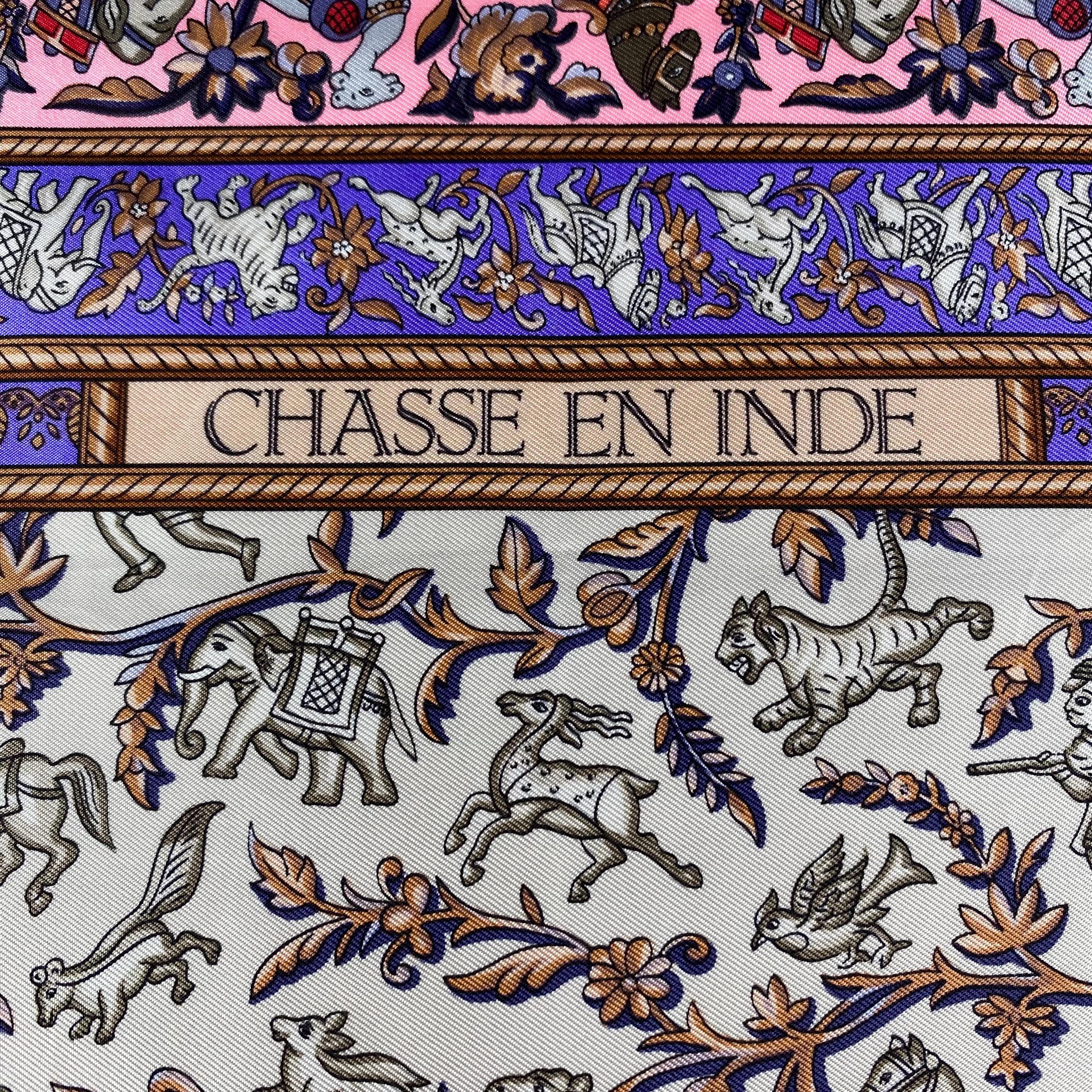 Vintage Hermes Chasse En Inde Silk Scarf Hermes 34x34 Hermes Silk Scarf ...
