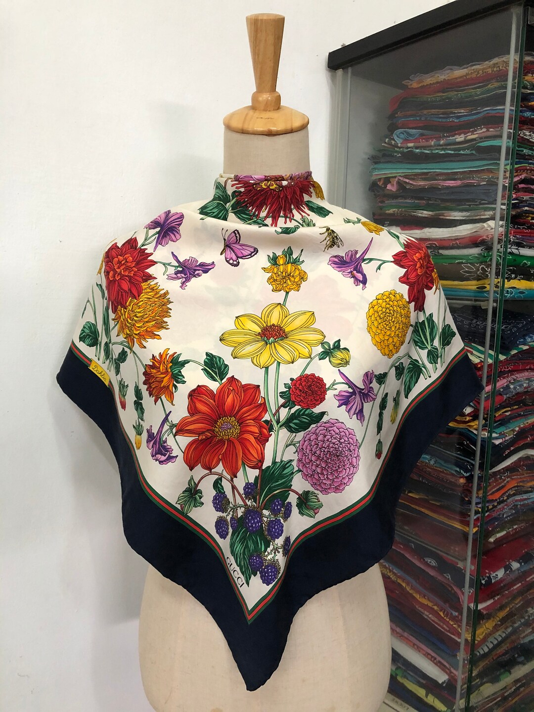 Vintage Gucci Silk Scarf Gucci Silk Muffler Gucci Neck Scarf Gucci ...