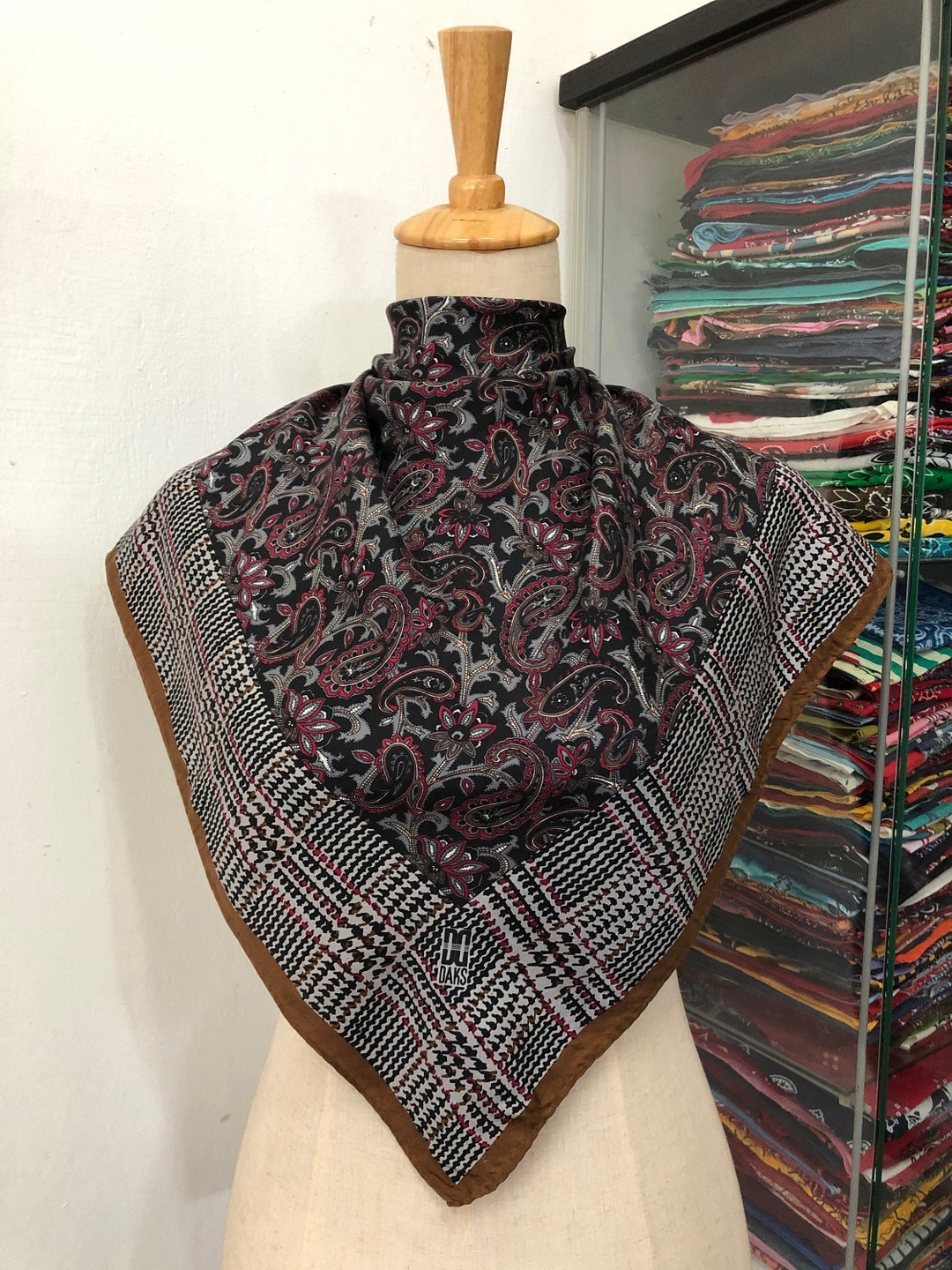 Vintage Daks Silk Scarf, Twill Silk Scarf, Vintage Silk Muffler ...