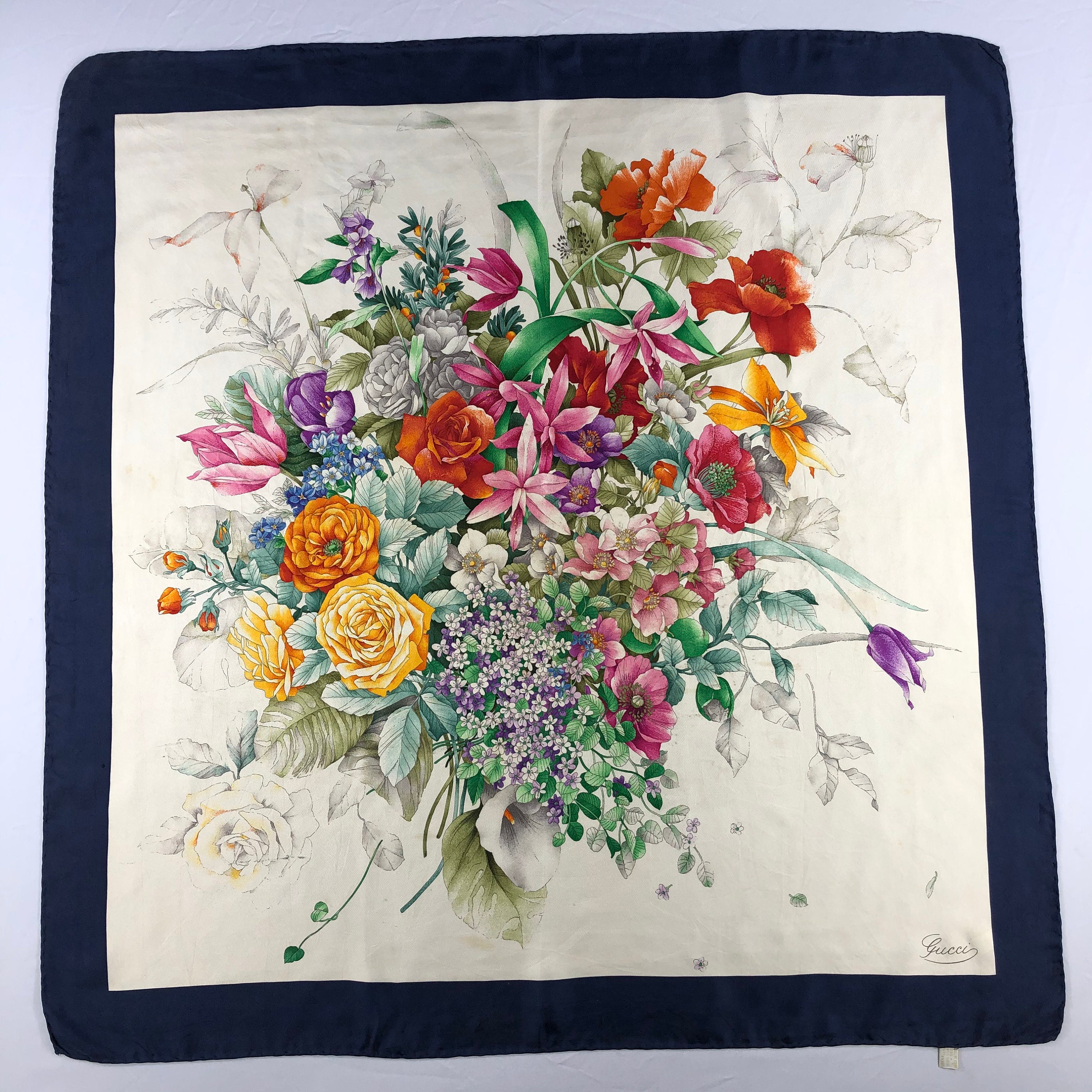 Vintage Gucci Silk Scarf Gucci Silk Muffler Gucci Neck Scarf - Etsy