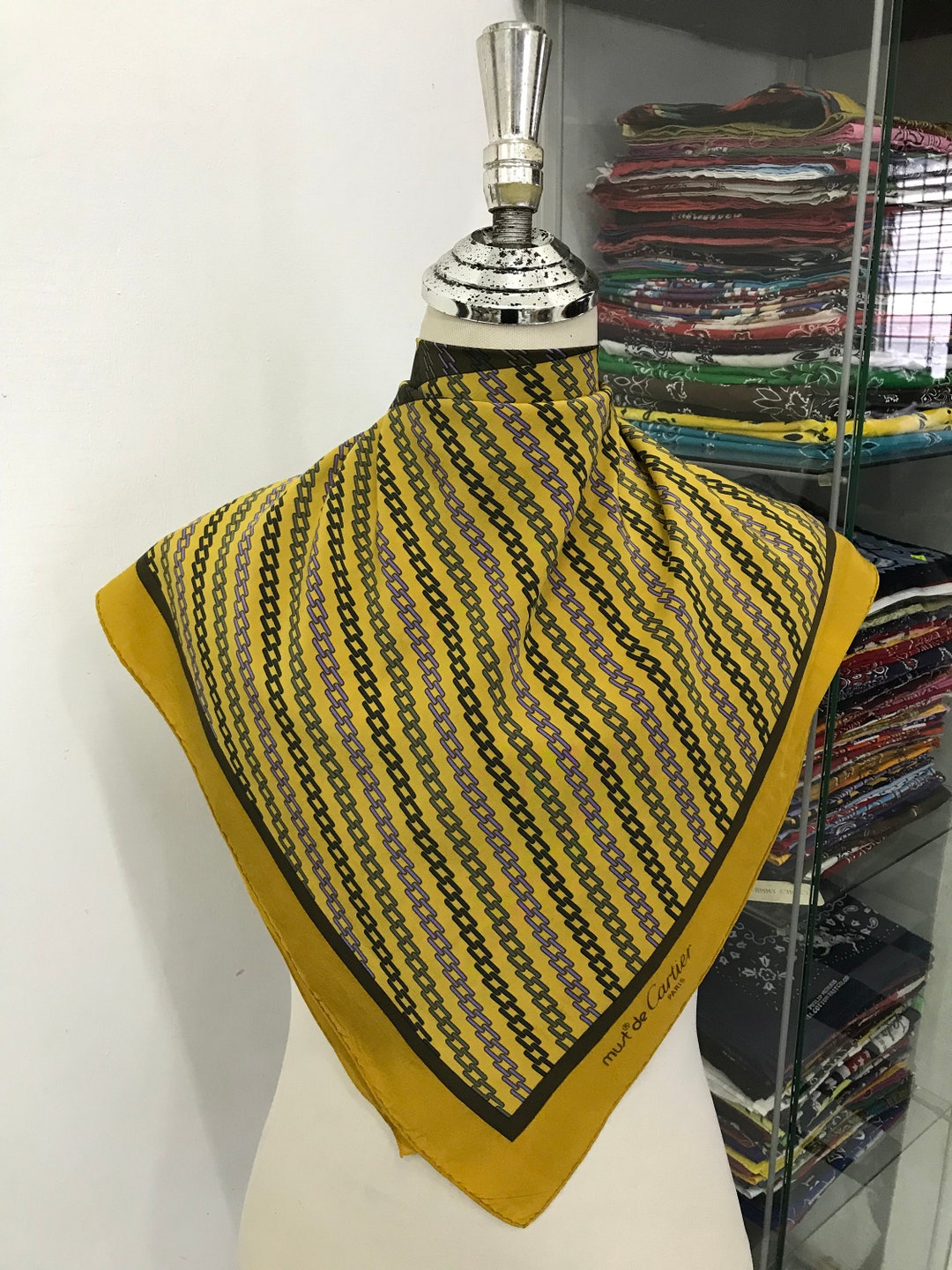 Vintage Cartier Silk Scarf, Must De Cartier Silk Scarf, Vintage Luxury ...