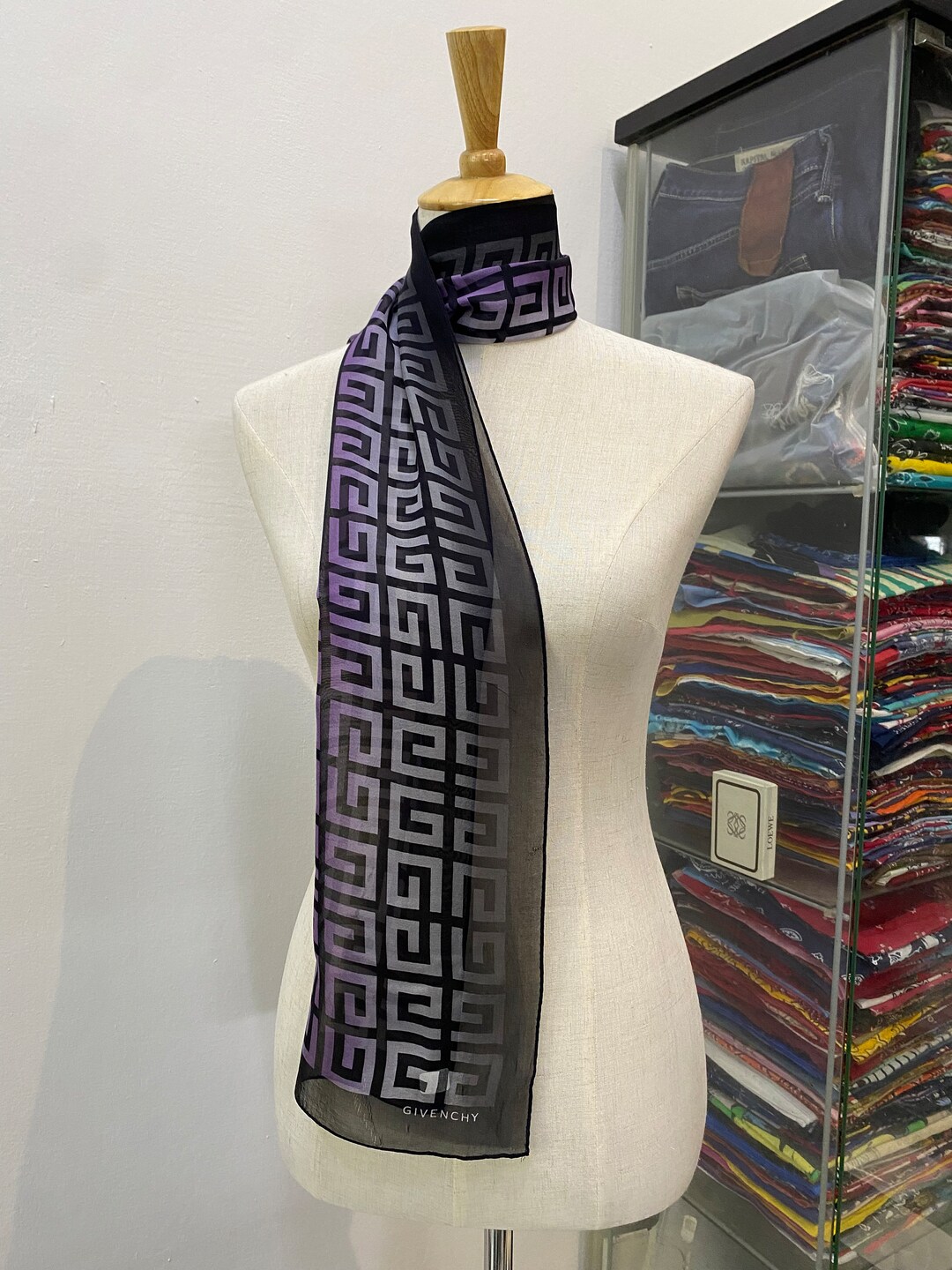 Vintage Givenchy Silk Scarf Givenchy Neck Scarf Givenchy Silk Muffler Givenchy Big Logo Givenchy ...