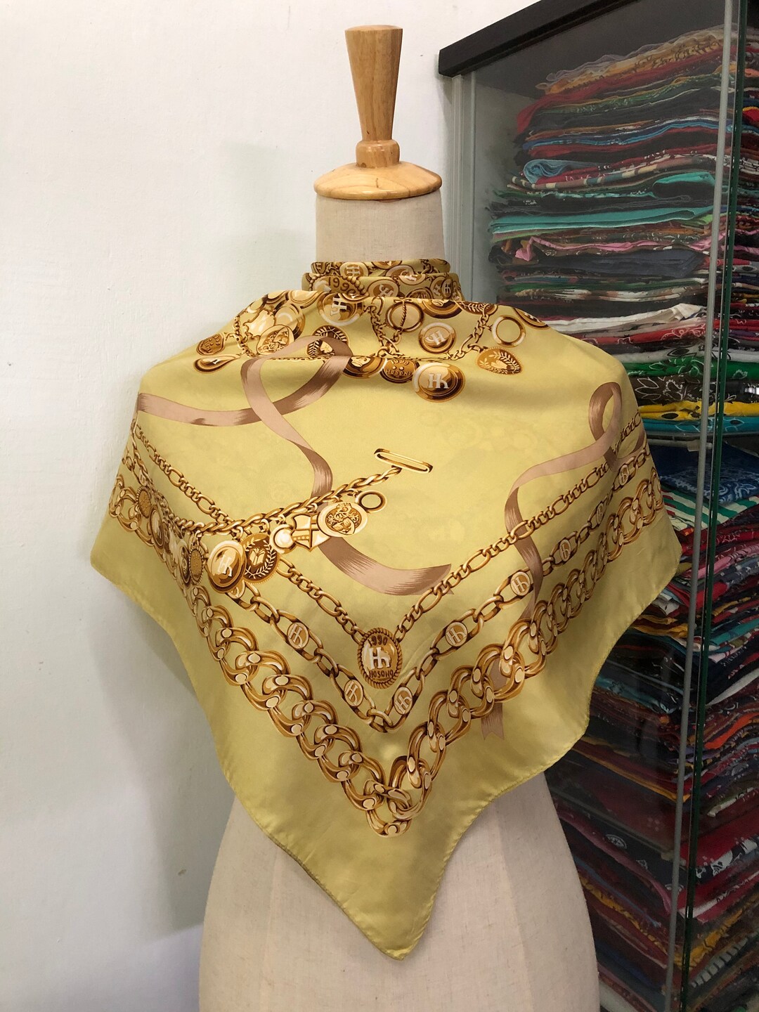 Vintage Hosono Silk Scarf, Twill Silk Scarf, Vintage Silk Muffler ...