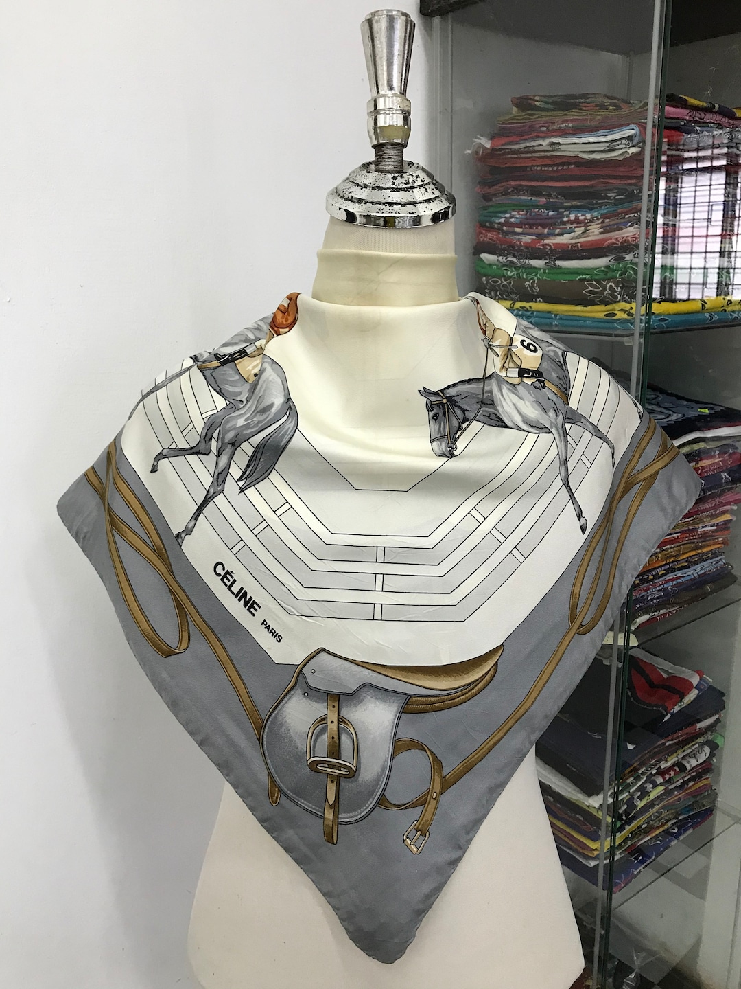 Vintage Celine Silk Scarf, Celine Silk Muffler, Vintage Celine Square ...