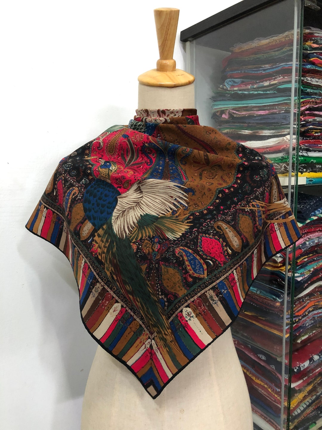 Vintage Silk Scarf, Twill Silk Scarf, Vintage Silk Muffler, Vintage ...