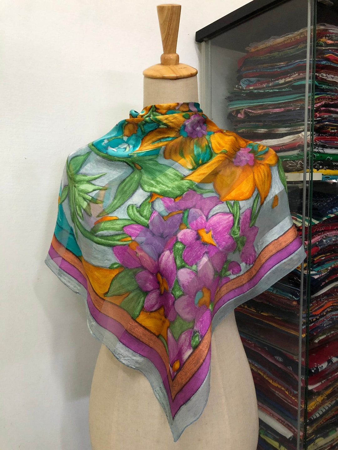 Vintage Jean Louis Scherrer Silk Scarf, Vintage Silk Muffler, Vintage ...