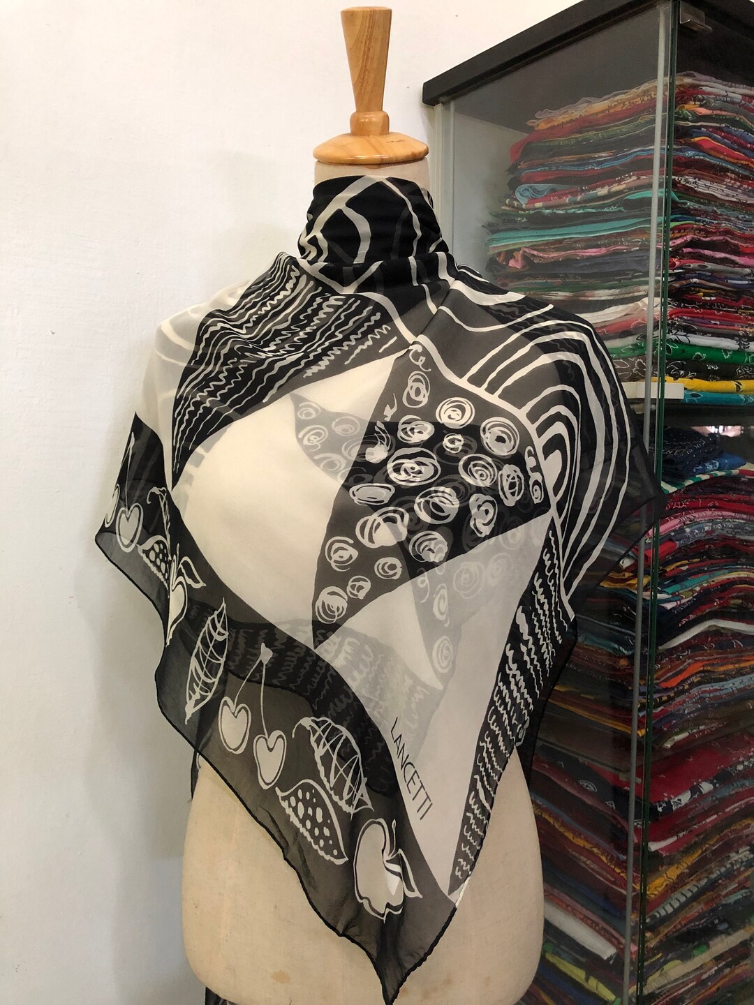 Vintage Lancetti Scarf, Twill Silk Scarf, Vintage Silk Muffler, Vintage ...
