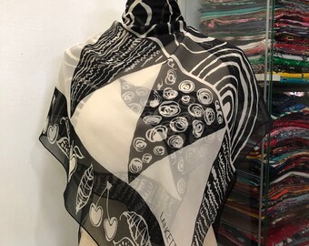 Vintage Lancetti Scarf, Twill Silk Scarf, Vintage Silk Muffler, Vintage ...