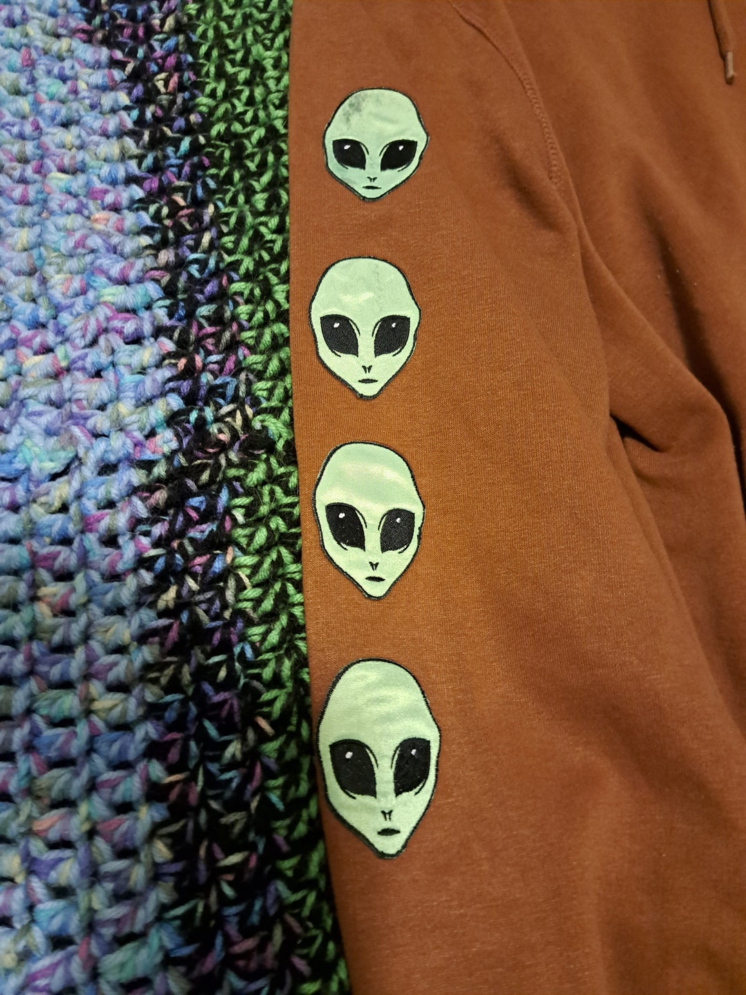 Custom Hoodie With Vintage Alien Head Patches - Etsy