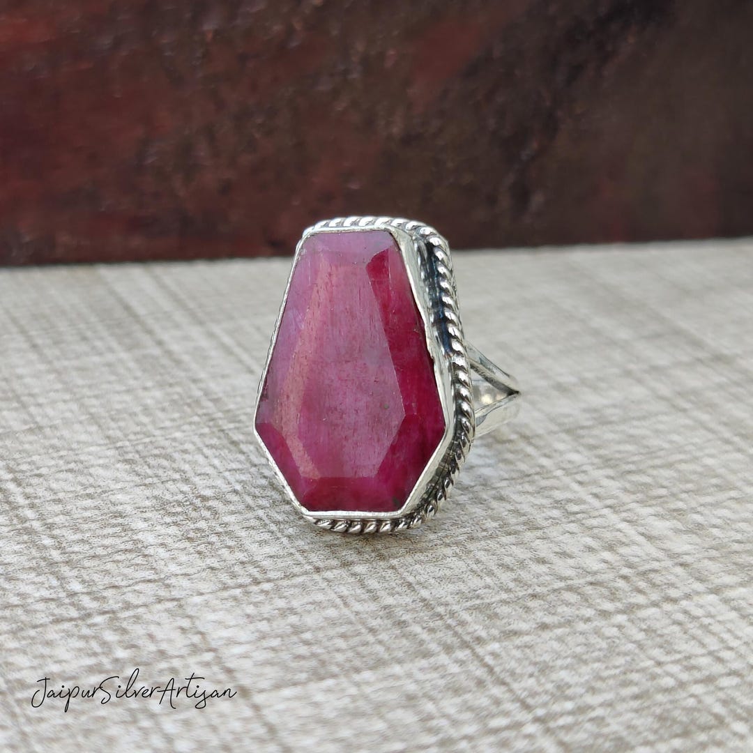 Red Ruby Ring, 925 Sterling Silver Ring, Charm Ring, Boho Ring, Wedding ...