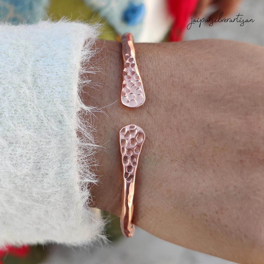 Pure Solid Copper Hammered Bangle | Smooth Hammer Stacking Bangle ...