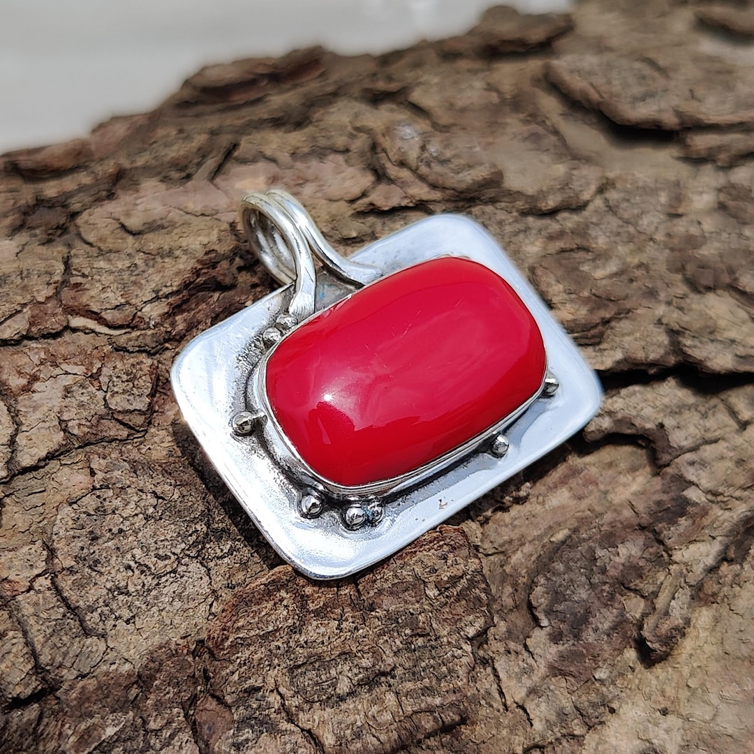 Sunning Red Coral Pendant-925 Sterling Silver Pendant-birthday Gifts ...