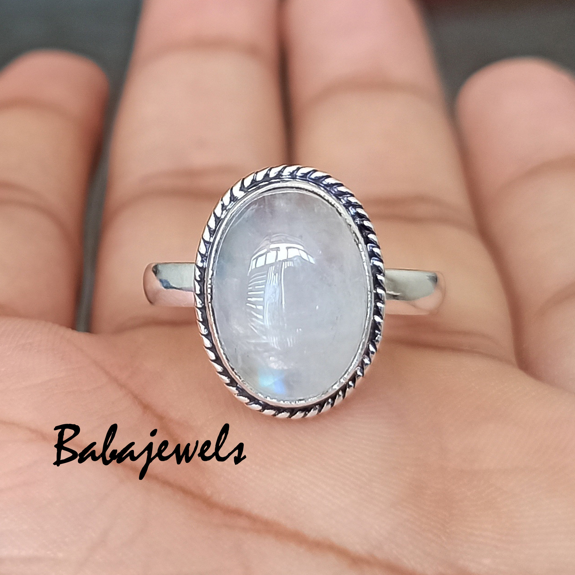 Moonstone Ring 925 Sterling Silver Ring Band Ring Moonstone | Etsy
