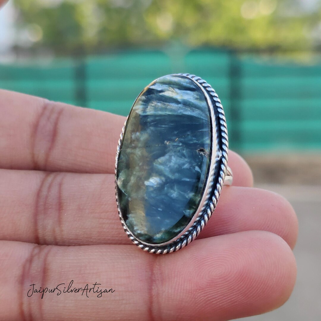 Natural Seraphinite Ring || Mother's Day Gift Ring || Women Ring ...