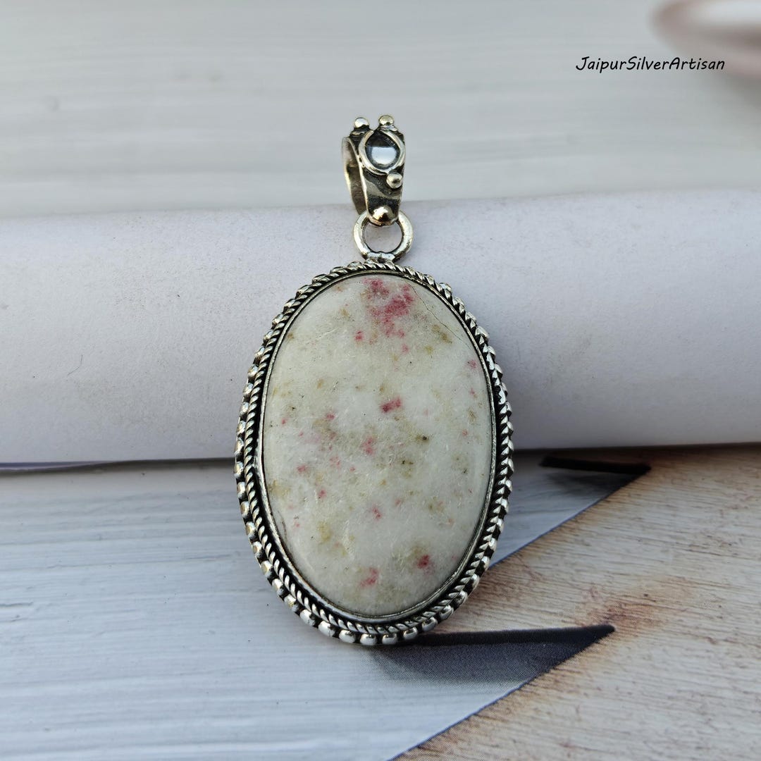 Cinnabar Pendant* Gemstone Silver Pendant* 925 Silver Sterling Pendant ...