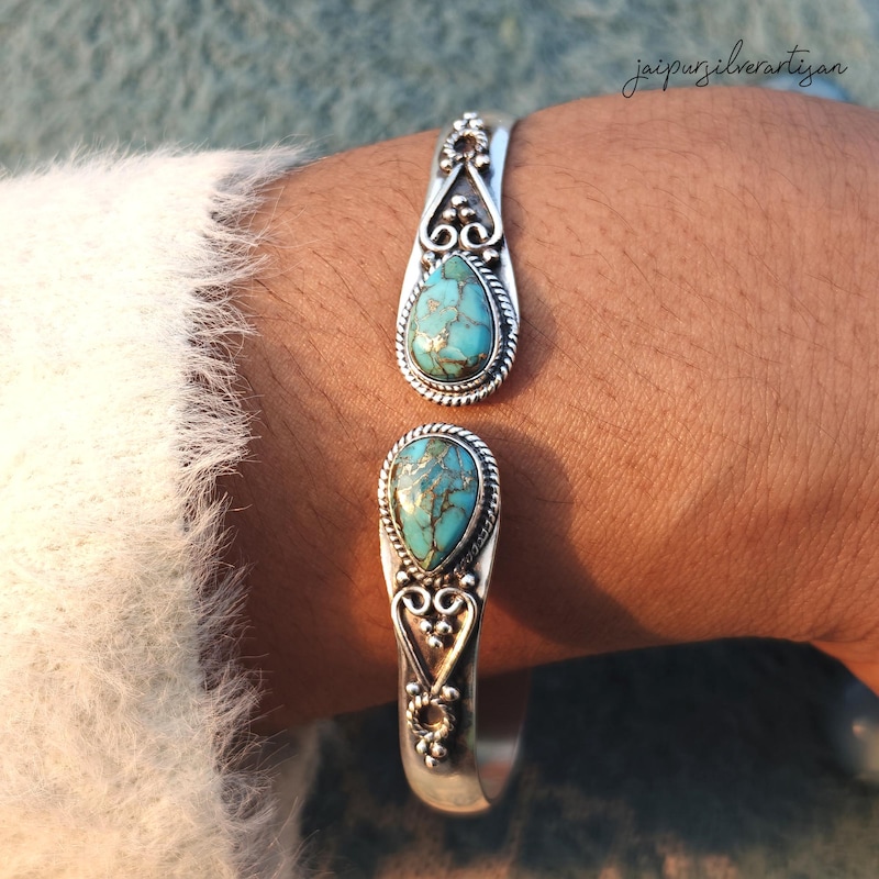 Handmade Gem Set Bangle - Etsy