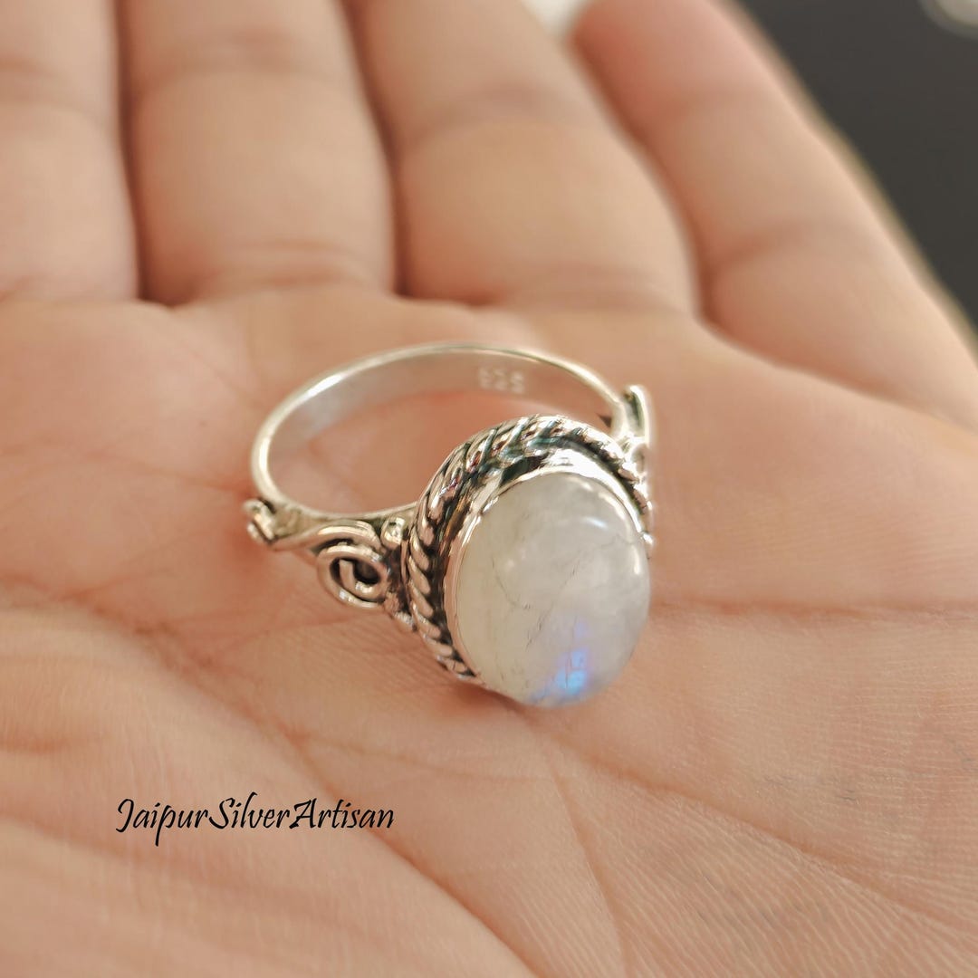 Natural Moonstone Handcrafted Silver Ring - Dainty Ring - 925 Sterling ...